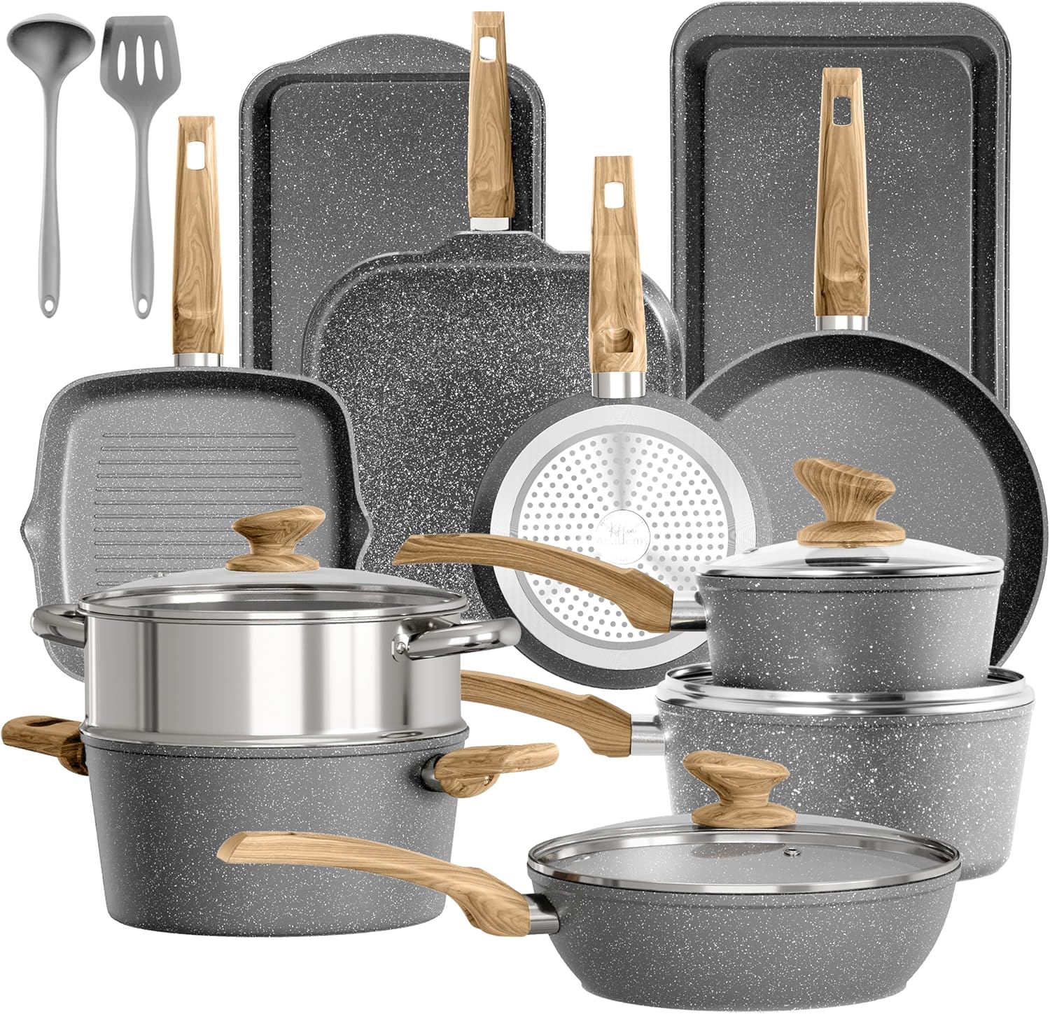 DishDelight 17-Piece Granite Nonstick Cookware Set Review ...