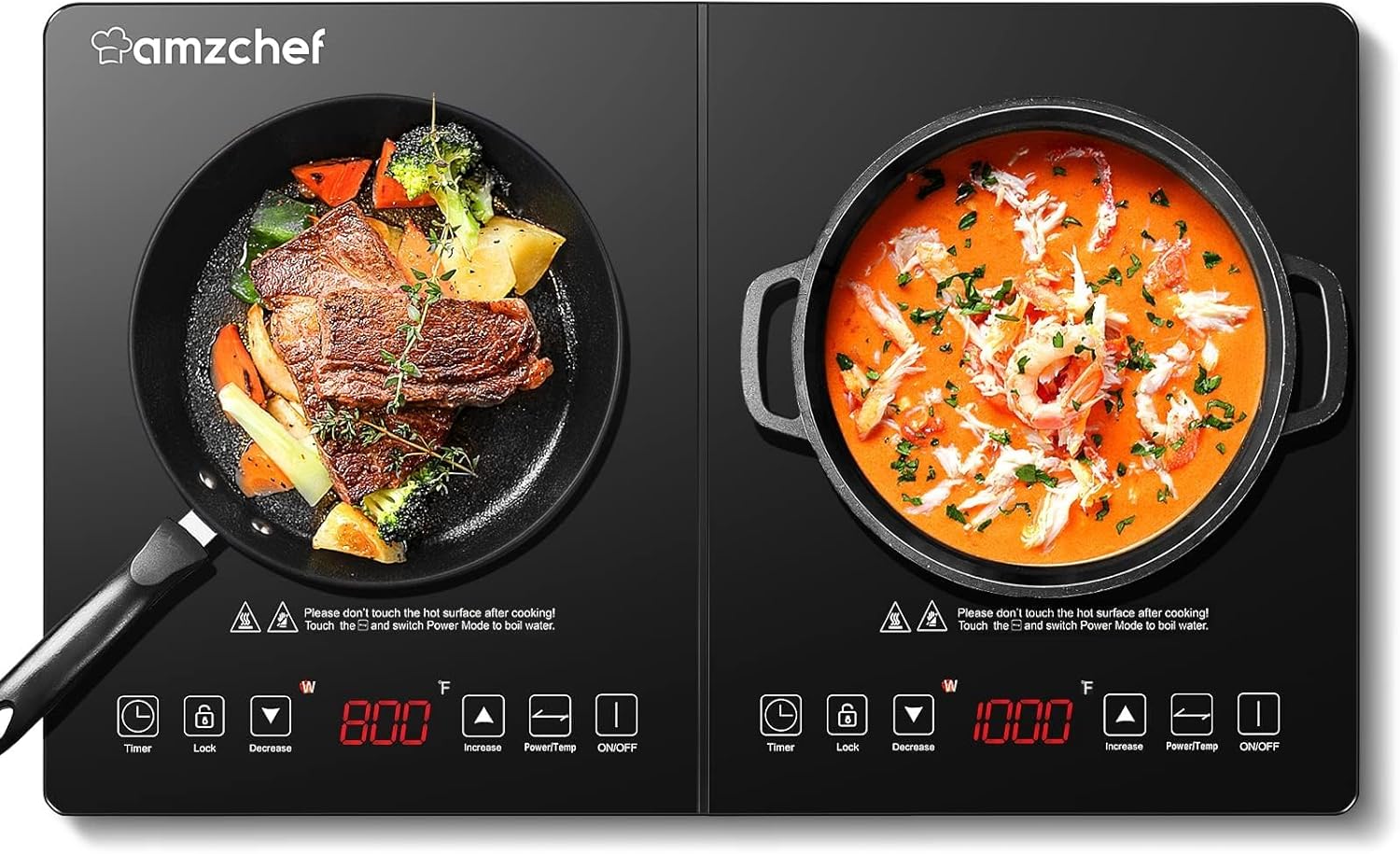 Double Induction Cooktop AMZCHEF Induction Cooker 2 Burners Review ...