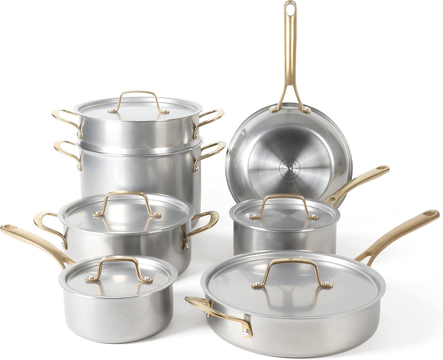 MARTHA STEWART Vintage 18/8 Triply Stainless Steel 12 Piece Cookware ...